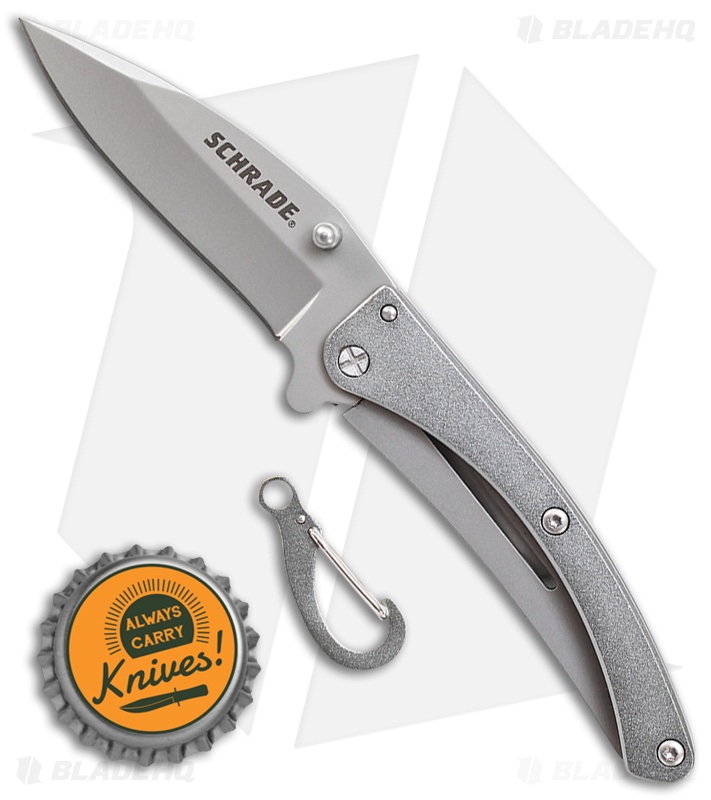 Schrade Pocket Protector Frame Lock Knife Gray (2.5" Bead Blast) - Blade HQ