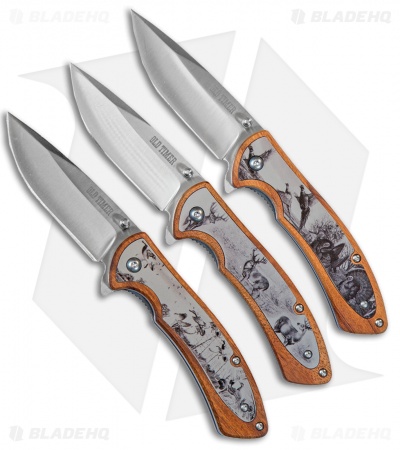 Old Timer | 3-Piece Etched Folding Knife Combo Set | Blade HQ