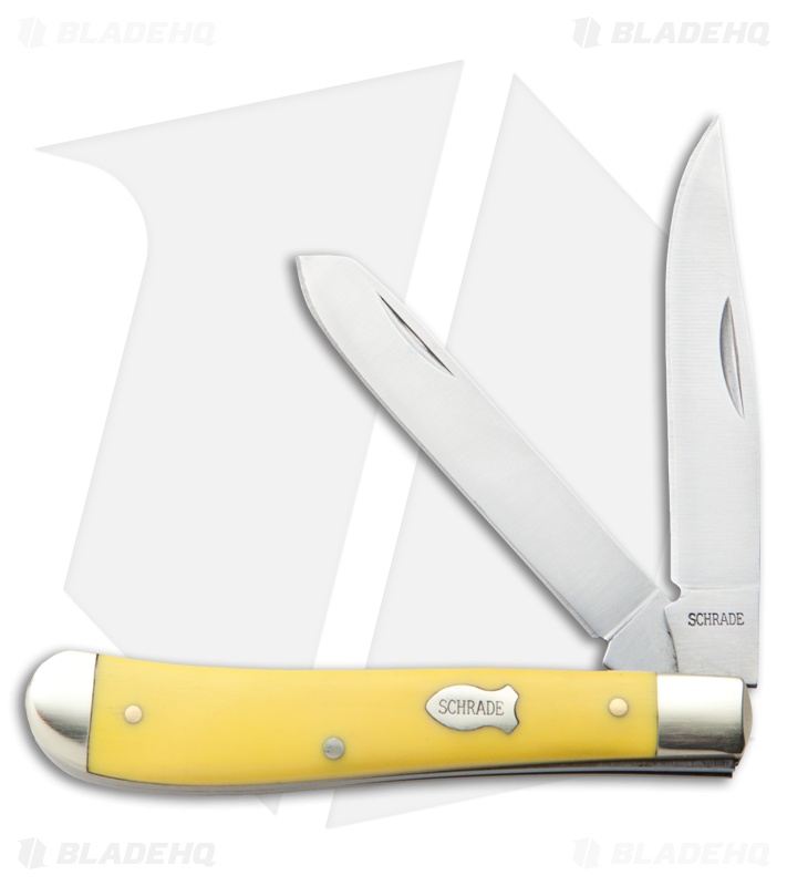 Schrade Old Timer Gunstock Trapper Knife 3.875" Yellow 94OTY - Blade HQ