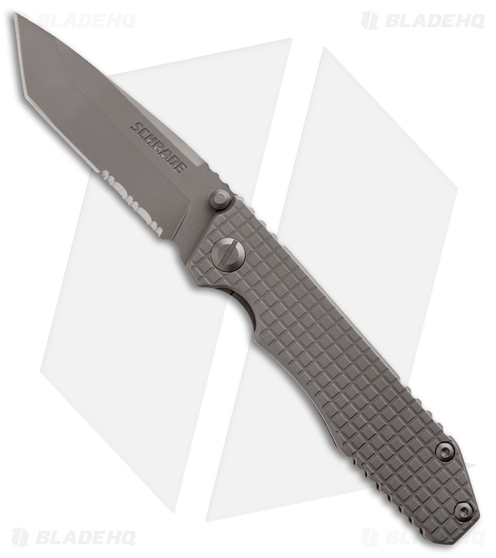 Schrade Tanto Frame Lock Knife (3.375" Gray Serr) SCH308S - Blade HQ