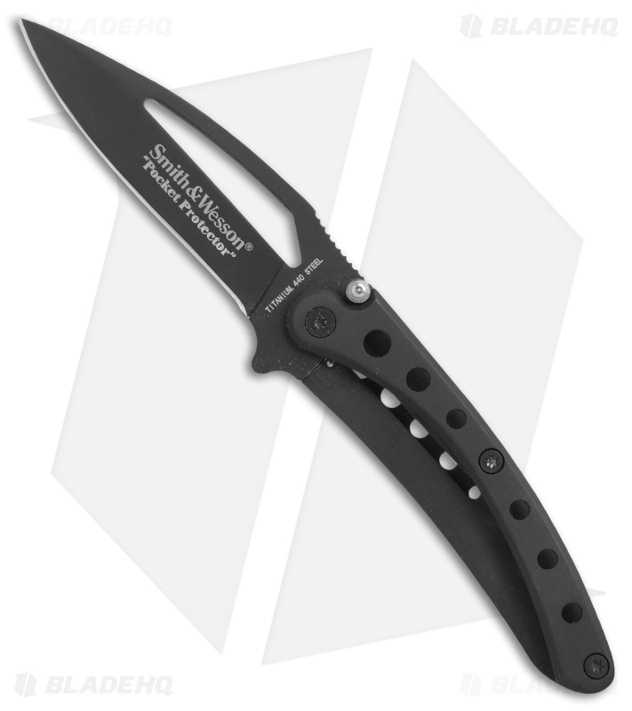 Smith & Wesson Pocket Protector Frame Lock Knife Black (2.625" Black ...