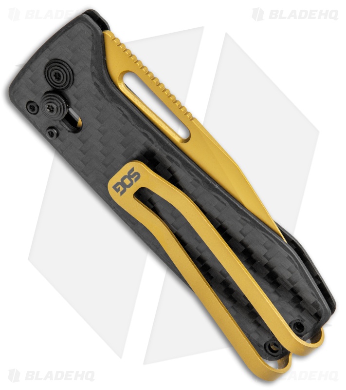 SOG Ultra XR Lock Knife Carbon Fiber (2.75" Gold) - Blade HQ