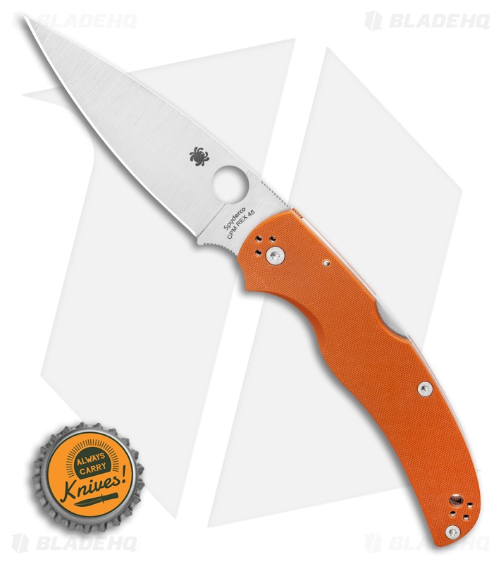 Spyderco Native Chief Lockback Knife Orange G-10 (4" Satin REX 45 ...