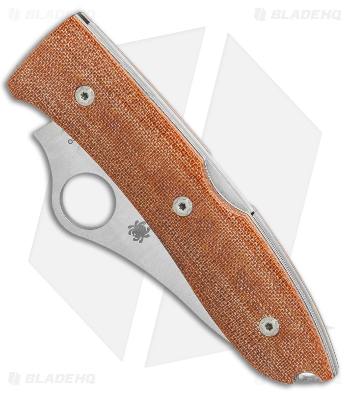 Spyderco SpyOpera Lockback Knife Brown Canvas Micarta (2.88" Satin M390 ...