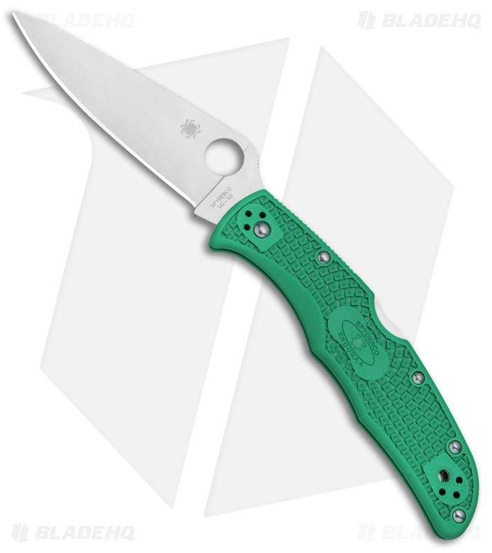 Spyderco Endura 4 Knife Flat Ground Green FRN (3.75" Satin) C10FPGR ...