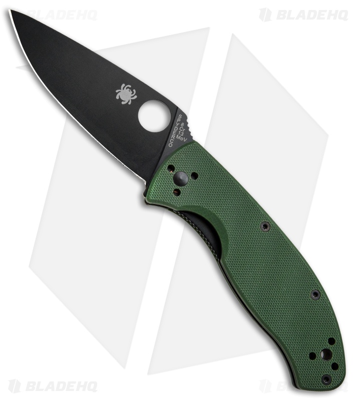 Spyderco Tenacious Knife - Green G-10 & Black Coated Blade | Blade HQ