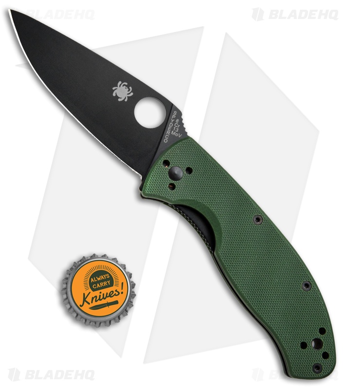 Spyderco Tenacious Knife - Green G-10 & Black Coated Blade | Blade HQ