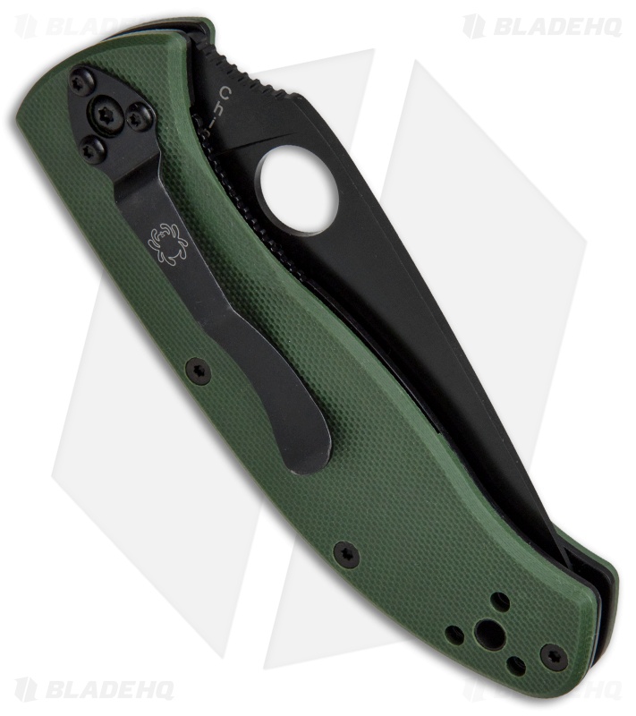Spyderco Tenacious Knife - Green G-10 & Black Coated Blade | Blade HQ