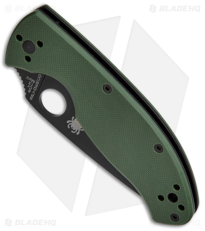 Spyderco Tenacious Knife - Green G-10 & Black Coated Blade | Blade HQ