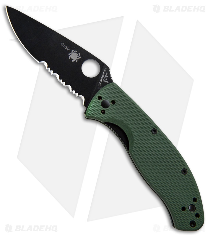 Spyderco Tenacious Knife - Green G-10 & Black Serrated | Blade HQ