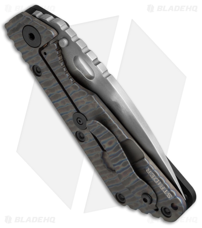Strider SMF Frame Lock Knife Black G-10/Flame Ti (3.9" Tiger Stripe ...