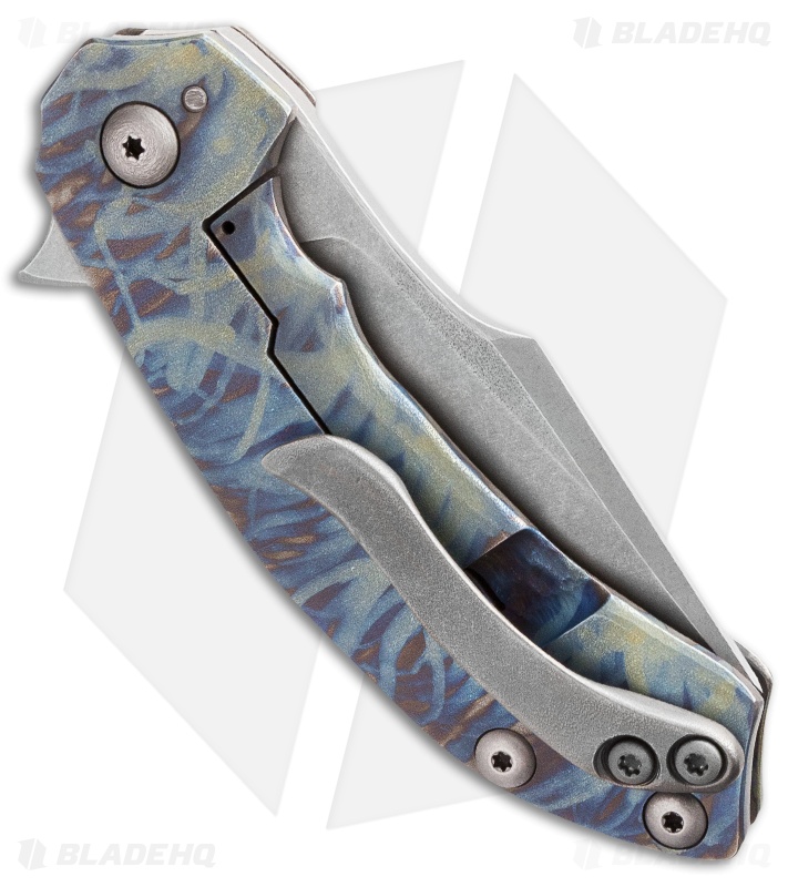 TuffKnives Custom Tanic Flipper Knife Titanium - Anoverse - Blade HQ