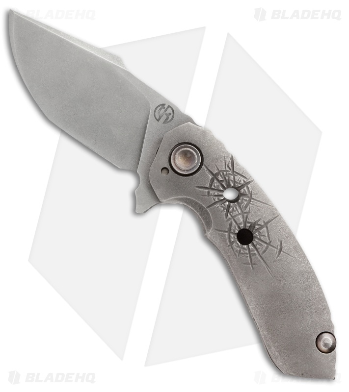 TuffKnives Custom Mini Tanic Flipper Knife Titanium - Double Tap - Blade HQ