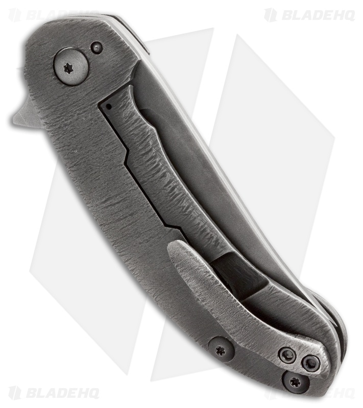 TuffKnives Custom Tanic Flipper Knife Titanium - Persian Dark - Blade HQ