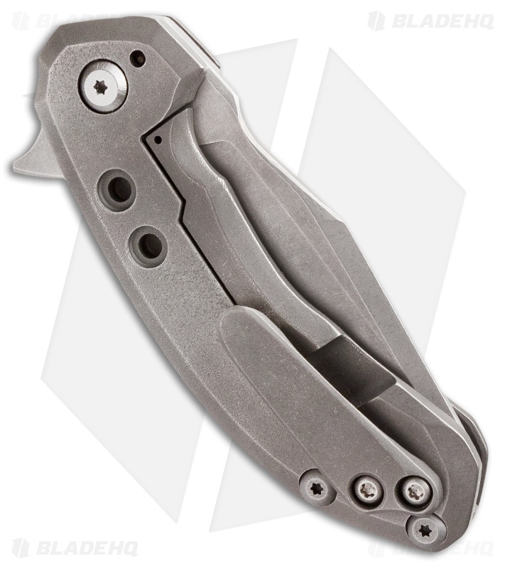 TuffKnives Custom Tanic Flipper Knife Drilled Titanium - Tanto - Blade HQ