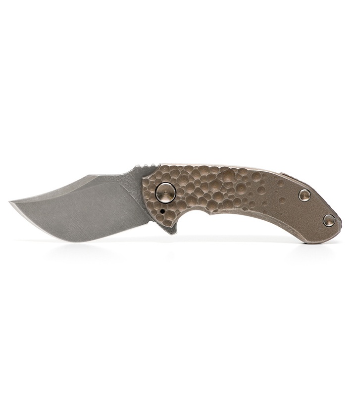 TuffKnives Custom Tanic Titanium Flipper Knife - Crater - Blade HQ