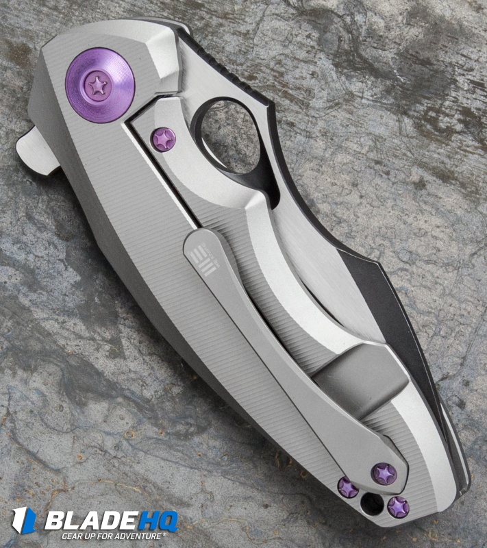 WE Knife Co. 605E Frame Lock Knife Titanium (3" Black, Satin) - Blade HQ