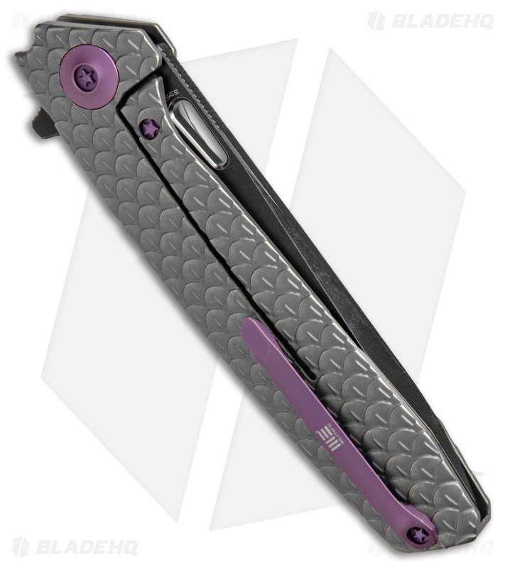 WE Knife Co. 604J Frame Lock Knife Titanium (3.8" Satin, Black) - Blade HQ