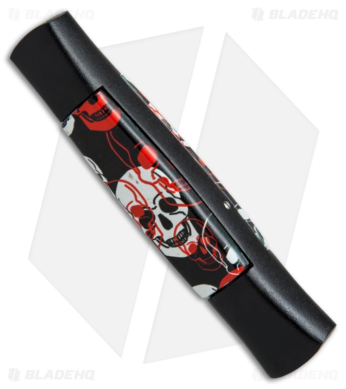 AKC 077 Concord OTF Automatic Knife Red/White Skull (3.25" Black Flat ...