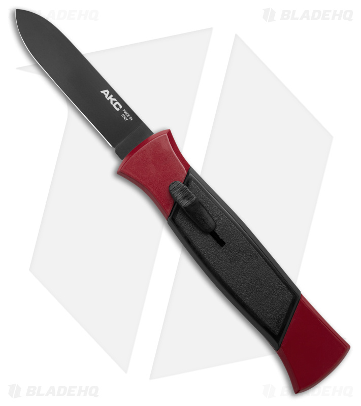 AKC 777 Automatic Knife Black/Red Aluminum Black