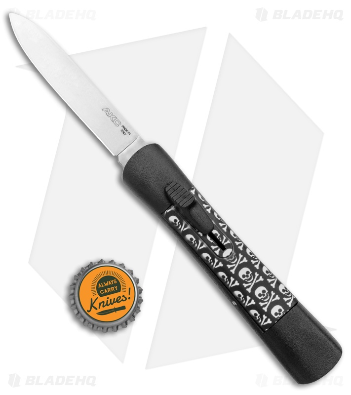 AKC Concord OTF Automatic Knife Jolly Roger (3.25" Satin Flat) - Blade HQ