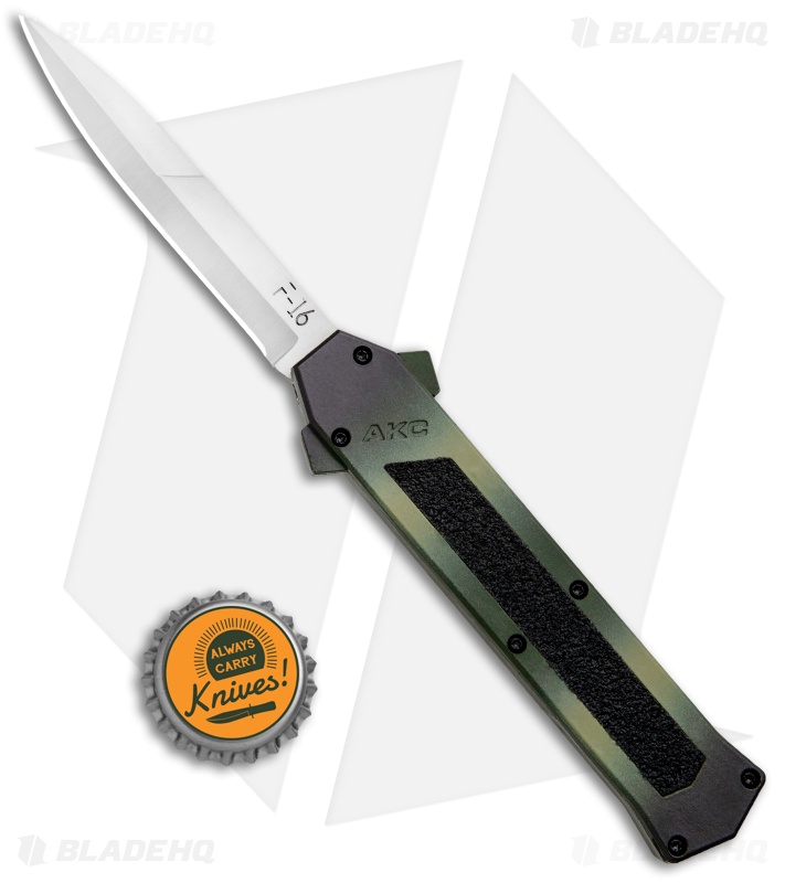 AKC F-16 D/A Bayonet OTF Automatic Knife OD Green Camo (3.4" Satin ...