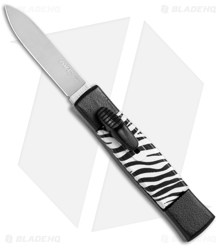 AKC Minion Concord OTF Automatic Knife Zebra (2.3" Satin Flat Grind ...