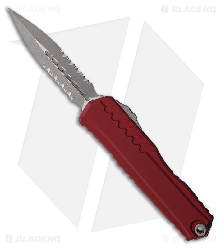 Microtech Cypher II D/E OTF Knife Merlot Red Al Apoc Serr