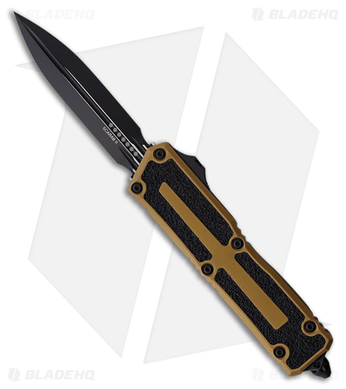 Microtech Scarab II OTF Knife Tan Aluminum D/E Black