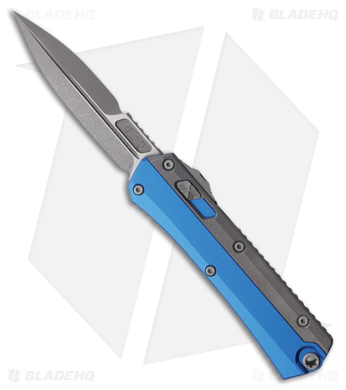 Microtech Glykon D/E OTF Knife Blue Aluminum/Ti Apoc