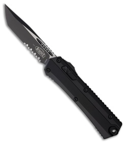 Microtech Glykon T/E OTF Knife Black Al/Ti Two-Tone Serr