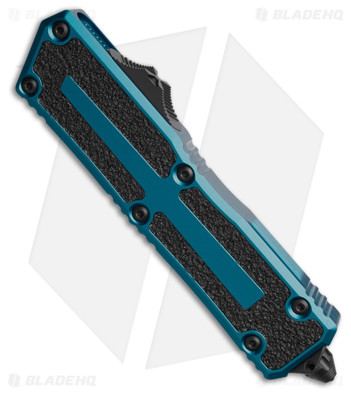 Microtech Scarab II OTF Knife Blue Aluminum D/E Black Serr