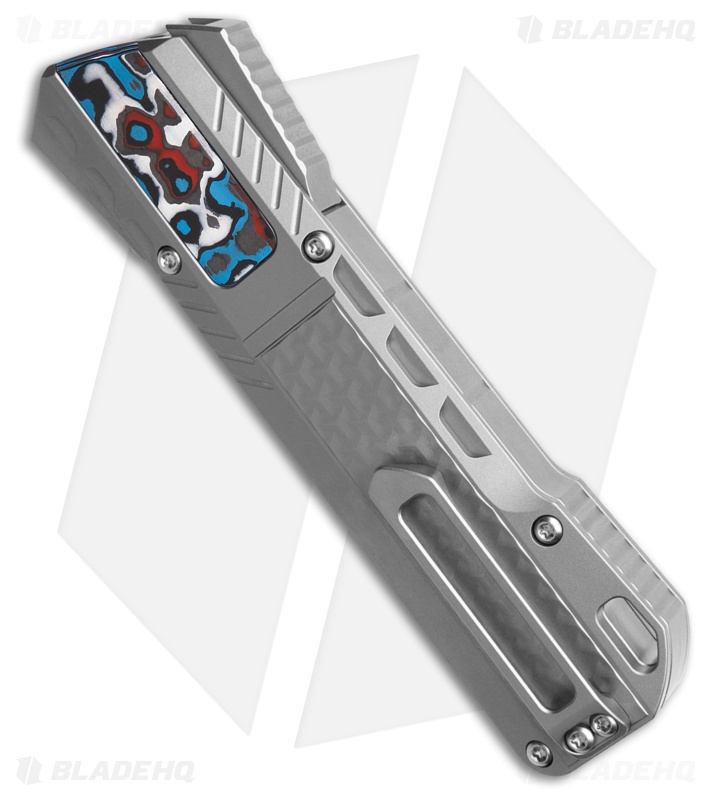 REMETTE RT-Leopard OTF Gravity Knife Titanium Red/Wh/Blue CF