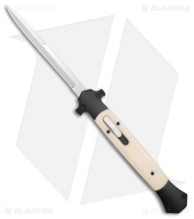 Mago D/A Italian Stiletto OTF Knife Ivory Satin - Blade HQ