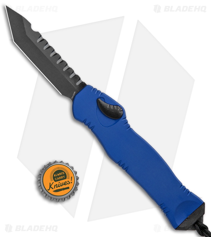 Heretic Knives Hydra OTF Automatic Knife Blue Tanto (3.625" DLC) - Blade HQ