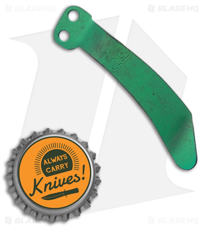 Maverick Customs Titanium Microtech Stitch Pocket Clip -Aqua - Blade HQ