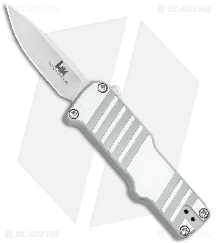 HK Micro Incursion OTF Automatic Knife Brushed Aluminum (1.9" Stonewash ...