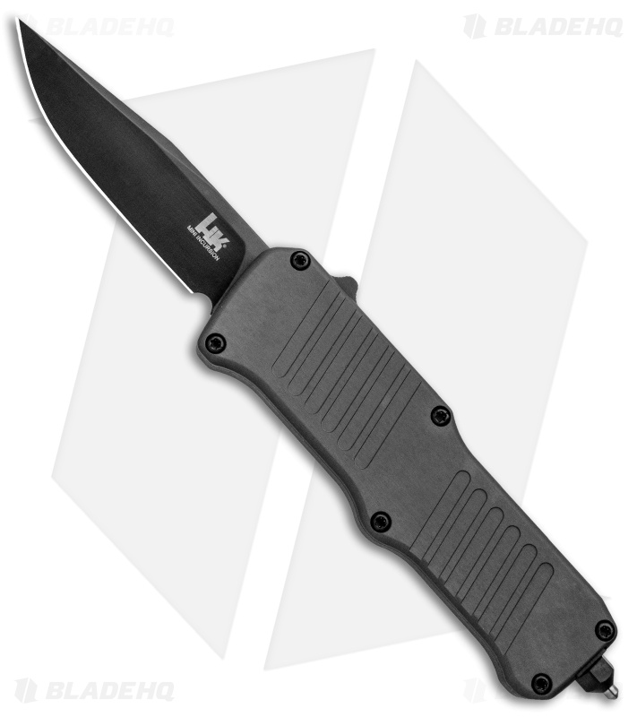 HK Mini Incursion - OTF Automatic Knife | Gray + Black Clip | Blade HQ