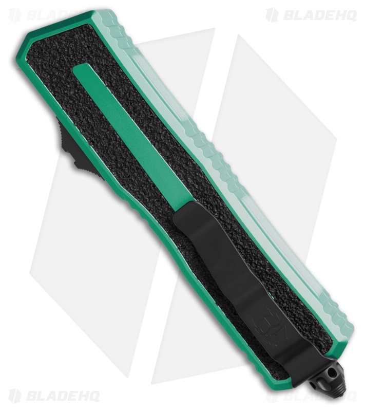 Microtech Scarab II OTF Knife Turquoise Al Black Full Serr