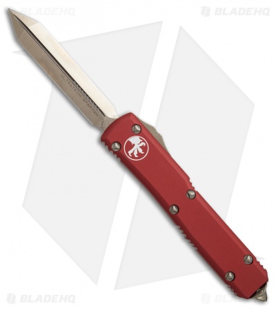Microtech Spartan Ultratech D/E OTF Automatic Knife Red (3.4" Bronze ...