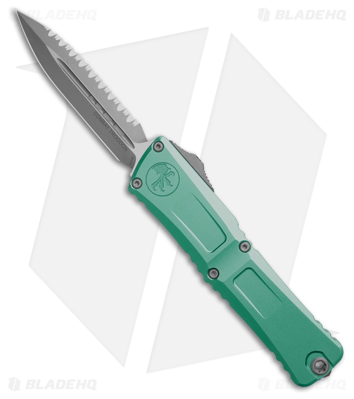 Microtech Combat Troodon OTF Turquoise Al D/E Apoc Full Serr