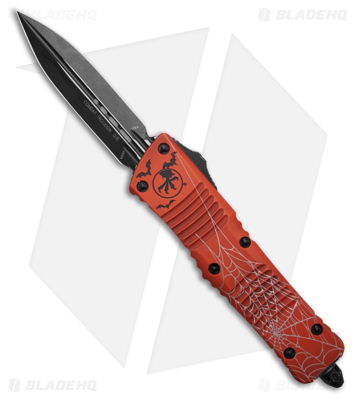 Microtech Combat Troodon D/E OTF Knife Halloween Web/Bats
