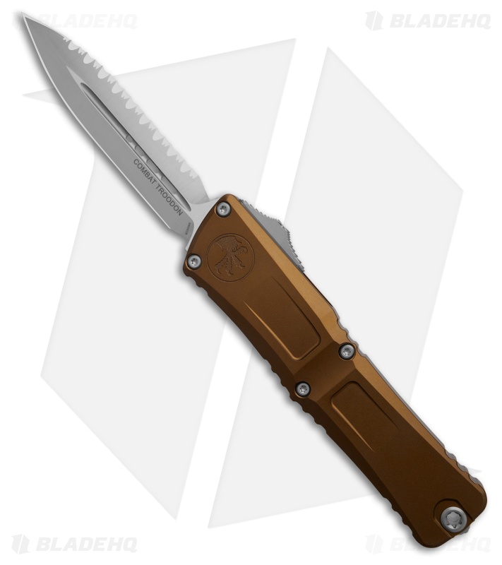Microtech Combat Troodon D/E Tan Satin Full Serr