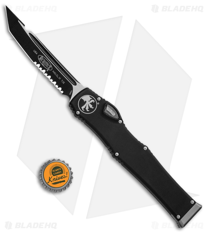 Microtech Halo VI Tanto OTF Auto Knife Black Serr - Blade HQ