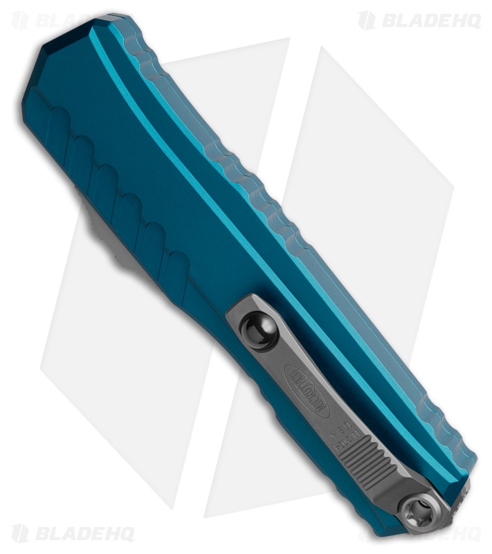 Microtech Cypher II OTF Knife Blue Aluminum D/E SW Full Serr