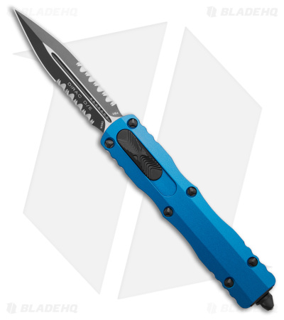 Microtech Dirac Dagger OTF Knife Blue/Black Serr - Blade HQ