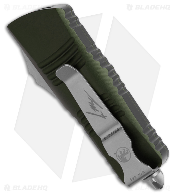 Microtech Mini Troodon Hellhound SS Automatic OTF Knife OD Green (1.9" SW) - Blade HQ