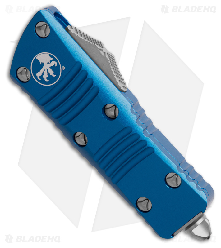 Microtech Troodon Mini D/E OTF Blue AL - Apoc Serr Blade HQ