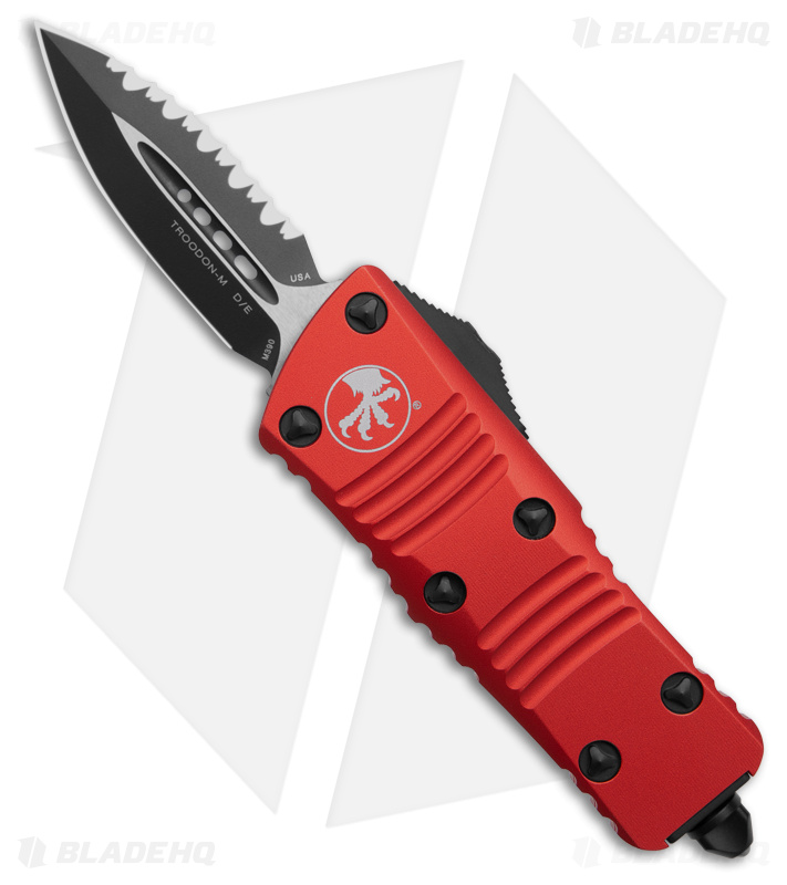 Microtech Troodon Mini D/E OTF Black/Full Serr Red - Blade HQ
