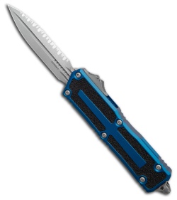 Microtech Scarab II OTF Knife Blue Aluminum D/E SW Full Serr